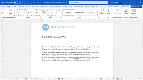 Insertar textos aleatorios en Word paso a paso